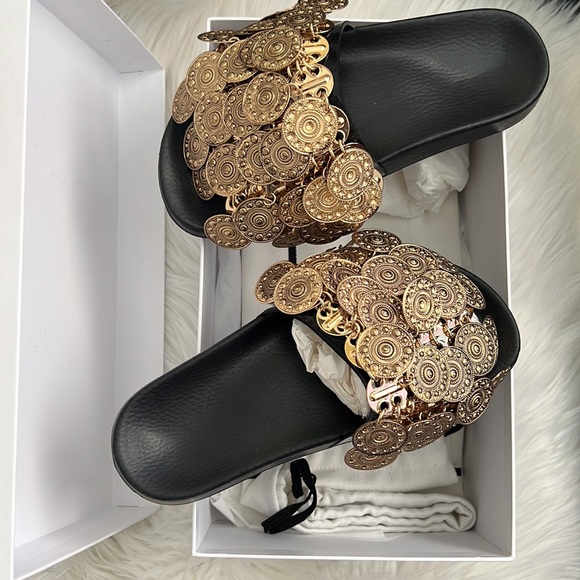 Paco Rabanne | Shoes | Paco Rabanne Tresor Pool Sandals With Aged Metal ...